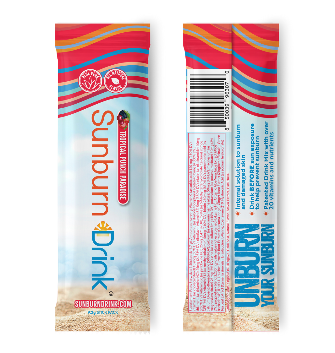 Sunburn Drink | Zero Sugar, After Sun Hydration, Travel Ready Sticks